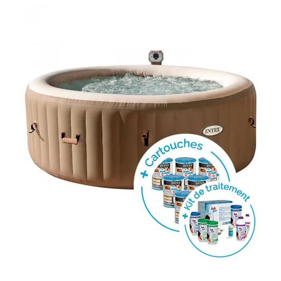 Spa gonflable Intex PureSpa Bulles 4 personnes + 12 cartouches + Kit de ...