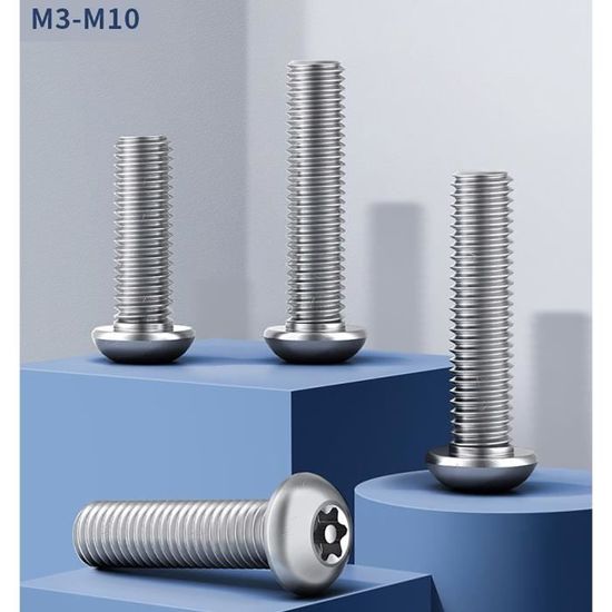 M4(20pcs)-14mm -Tête ronde Torx avec goupille, vis de sécurité antivol ...