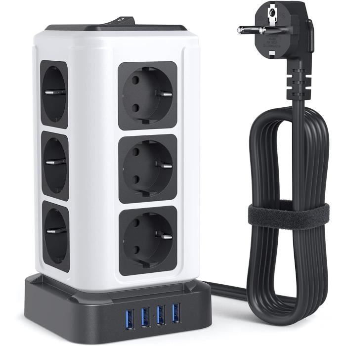Multiprise electrique avec usb, tour multiprise avec 4 ports usb et 12 ...