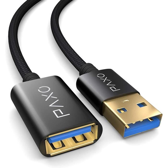 Rallonge USB 3.1 (USB 3.0) de 3 m en Nylon Noircâble de rallonge ...