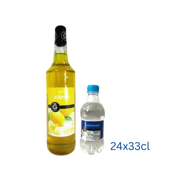 Lot Sirop Gilbert & limonade: Sirop Citron 1L - Limonade (24x33cl ...