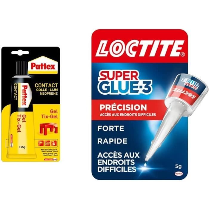 LI-Colle Contact Gel Tube 125 g & Loctite Super Glue-3 Précision, colle ...