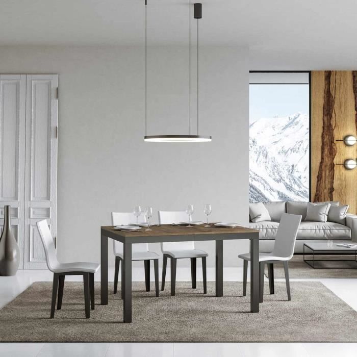 Table extensible - Everyday Evolution - 120 - Noyer - Anthracite - 224 cm - Cdiscount Maison