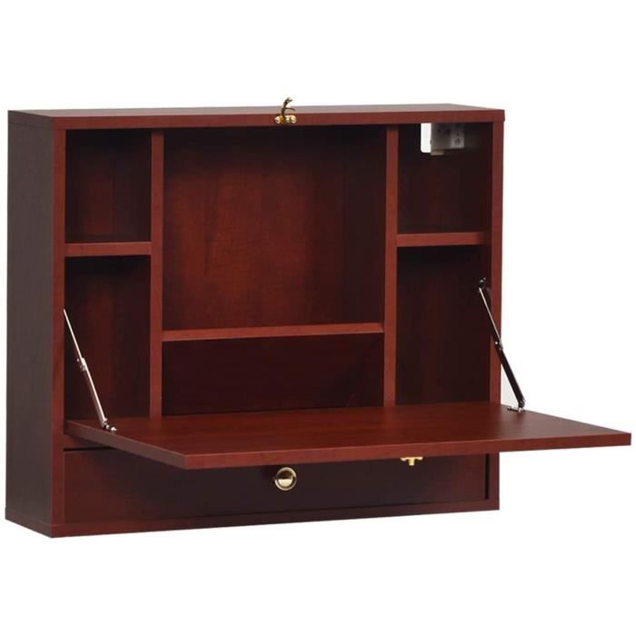 Table Murale Rabattable avec Étagères de Rangement Multifonctionnelle ...