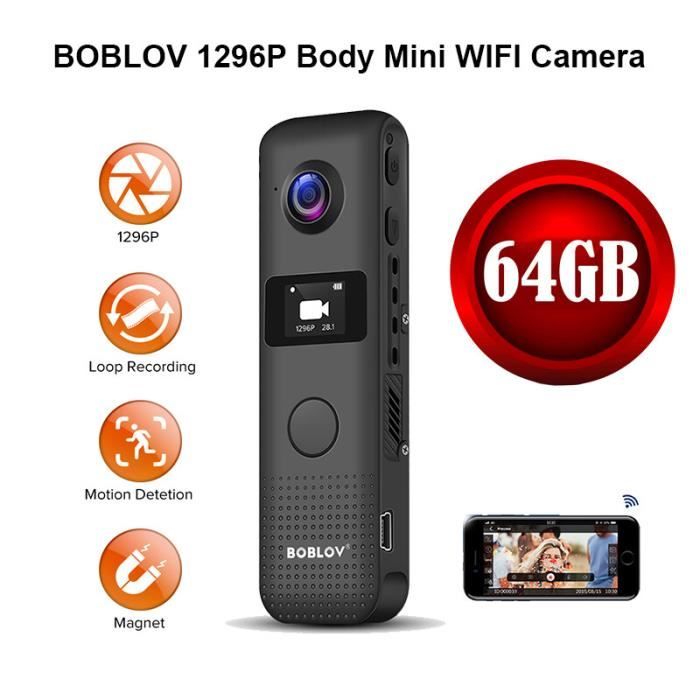 Caméra miniature,Mini caméra professionnelle HD 1296P 64G WIFI, Micro ...