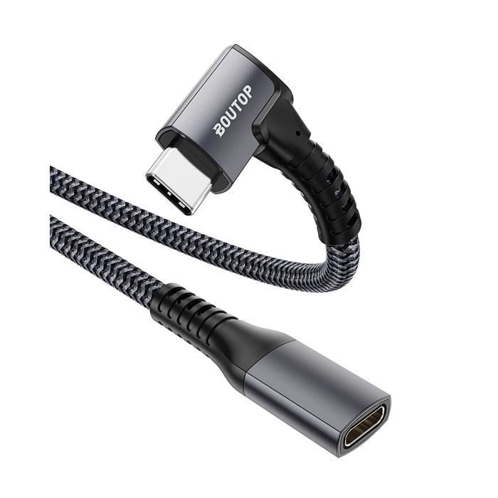 HUB Rallonge USB C 1M Câble a 90 Degrés d'extension USB 3.2 Type-C mâle ...