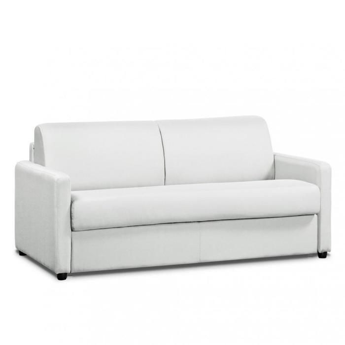 Canapé fixe 3 places maxi DAY 198 cm cuir devon blanc - Cdiscount Maison