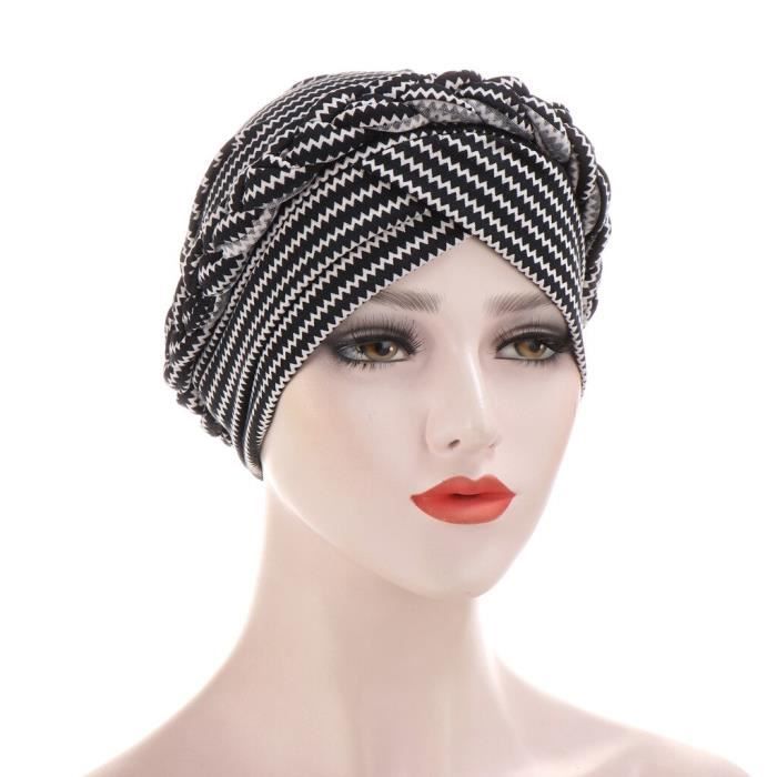 Foulard pour femmes musulmanes bohême imprimé coton tresse turban ...