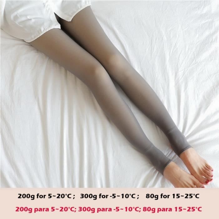 Collant,Collant Sexy effet peau polaire pour femme, bas en laine translucide, taille haute, faux ...