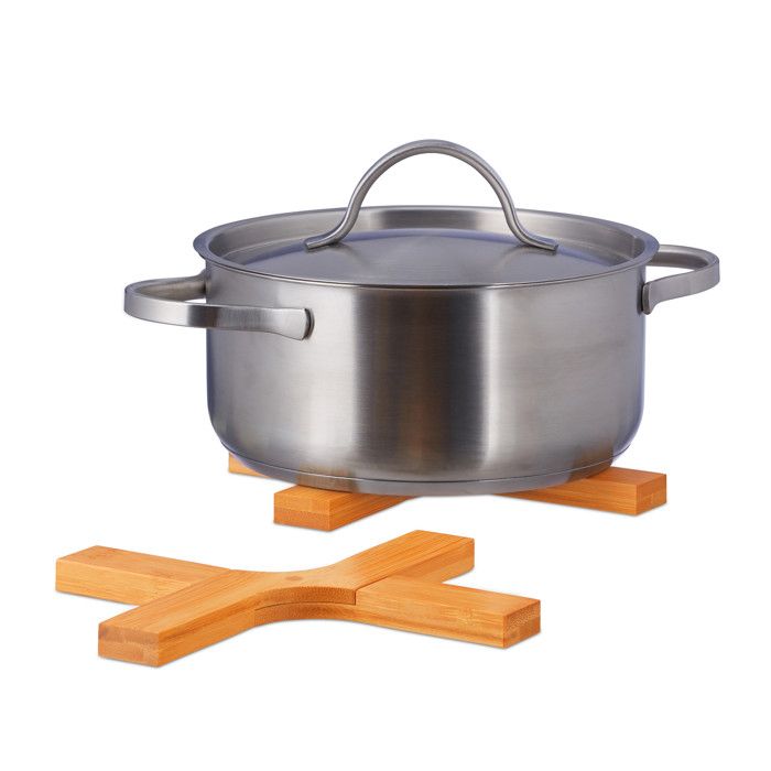 Lot de 4 Dessous de Plat Pliables Bambou - 10043904-0 - Cdiscount Maison