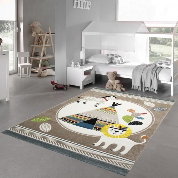 Tapis de Jeu pour Chambre d'Enfant - Lion Zebra Cactus - TEPPICH-TRAUM ...