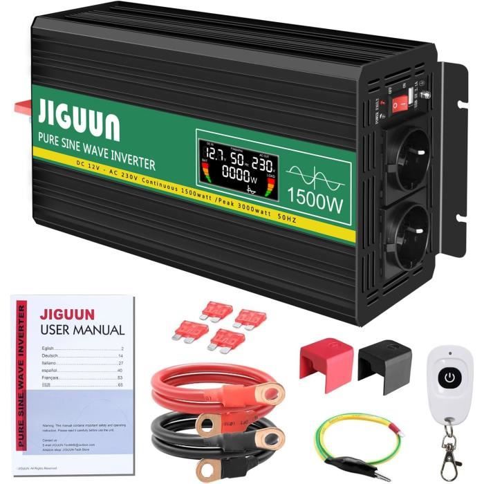 1500W Convertisseur 12V 220V Pur Sinus Onduleur Transformateur Puissance Crête 3000W Avec ...