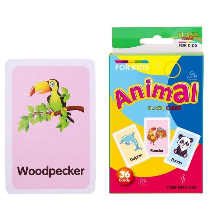 36 Pièces de Cartes Flash éducatives Préscolaires pour Enfants Animaux ...