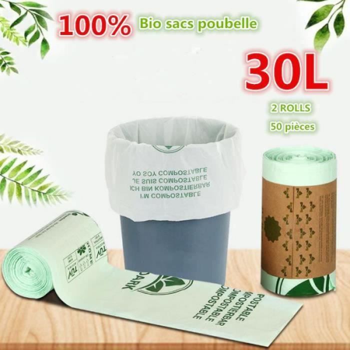 GE24298-30 L Sac Poubelle Bio compostable, 50 sacs, 100% compostable et ...