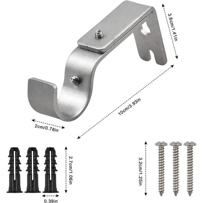 6pcs Supports de Poteau Rideau, Réglable Métal Support de Mur-Rideau ...