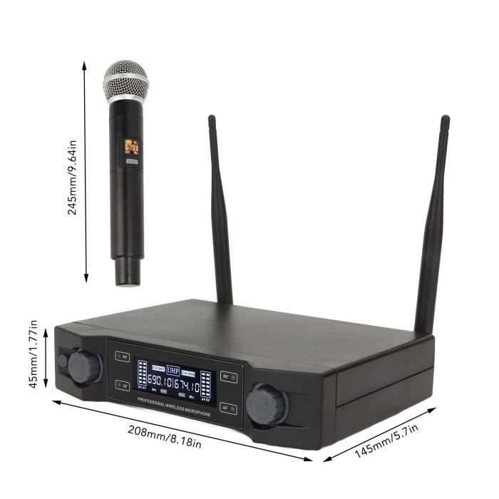 GAD 2 x microphones sans fil UHF, micros sans fil, idéal pour karaoké, conférence et ...