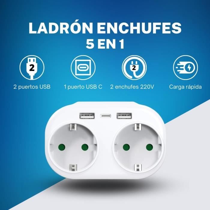 Multiprise Usb, Avec 2 Prises 220 V, 2 Ports Usb Et 1 Port Usb-C ...