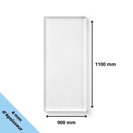Plaque verre acrylique transparent 4 mm - 90 x 110 cm (900 x 1100 mm ...