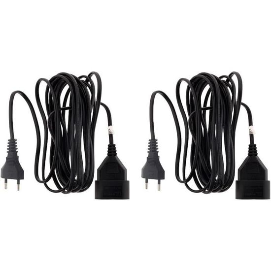 Prolongateur Qualité Ho3Vvh2F 2X 0.75 Prise 6A Noir 10M - (Lot De 2)[b7 ...