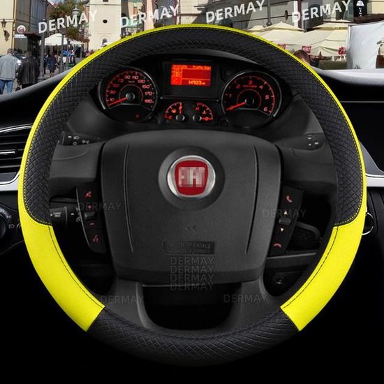 COUVRE-VOLANT,YELLOW--Housse De Volant En Cuir Pu Pour Voiture Fiat Ducato, Accessoire ...