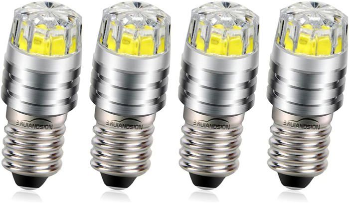 Lot de 4 ampoules LED E10 3 V COB 2 W de remplacement pour lampe de poche lampe de poche feux ...