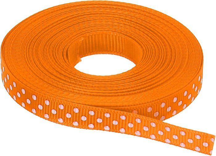 Gros-grain Rubans 25 Yards 0.4 pouce Orange avec Blanc Points Ruban ...