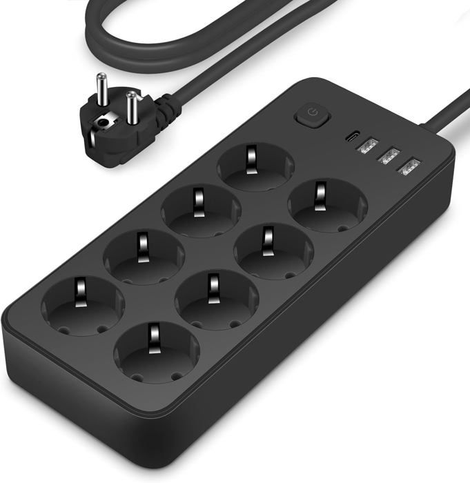 Multiprise 8 Prises avec 1 Port USB-C,3 Port USB-A (5V 2A/12W ...