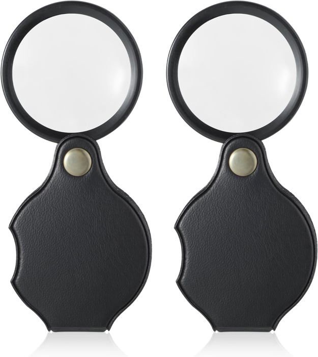 Lot de 2 petites loupes grossissantes x10 en verre portable pliable ...