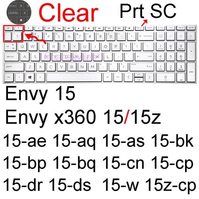 Clair-Juste de clavier pour HP ENVY, peau de protection, étui, X360 15 16 16t-h 15-fh 15-fe 15 ...