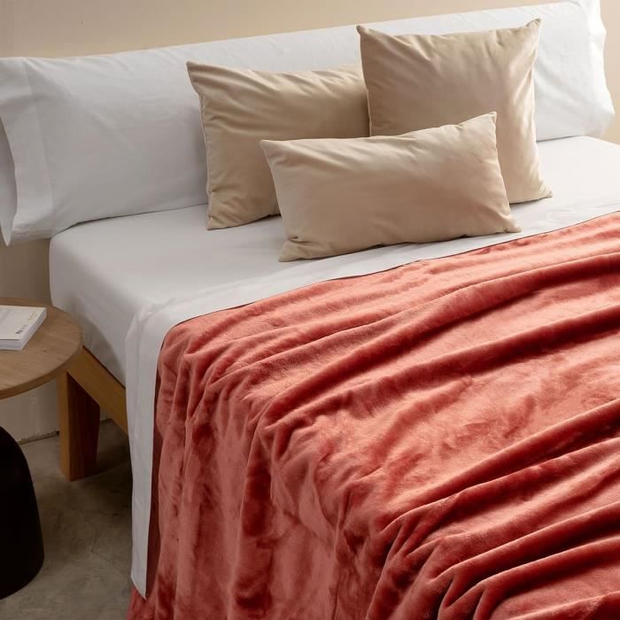 Sancarlos Couverture En Velours Ibon, Couleur Terre Cuite, 100% ...
