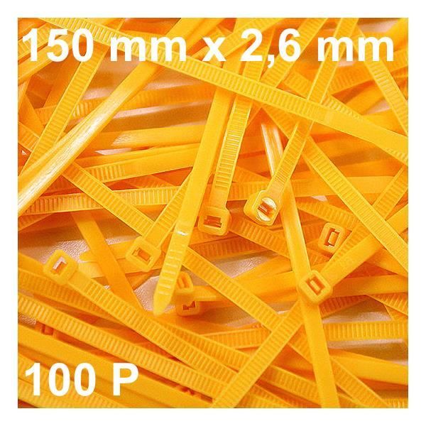 100 Colliers de serrage type RILSAN / COLSON Jaune 150 x 2,6 mm ...