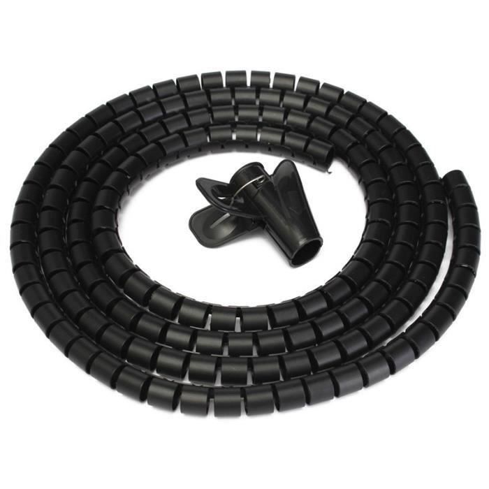 LR Noir 2M Ø15mm Gaine Tube Spirale Range Cache Câble Fil Ruban ...