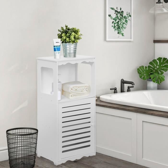 CHG Meuble WC étagère gain de place pour toilette 1 porte Blanc 80 x 39 ... CHG Meuble WC étagère gain de place pour toilette 1 porte Blanc 80 x 39 ...