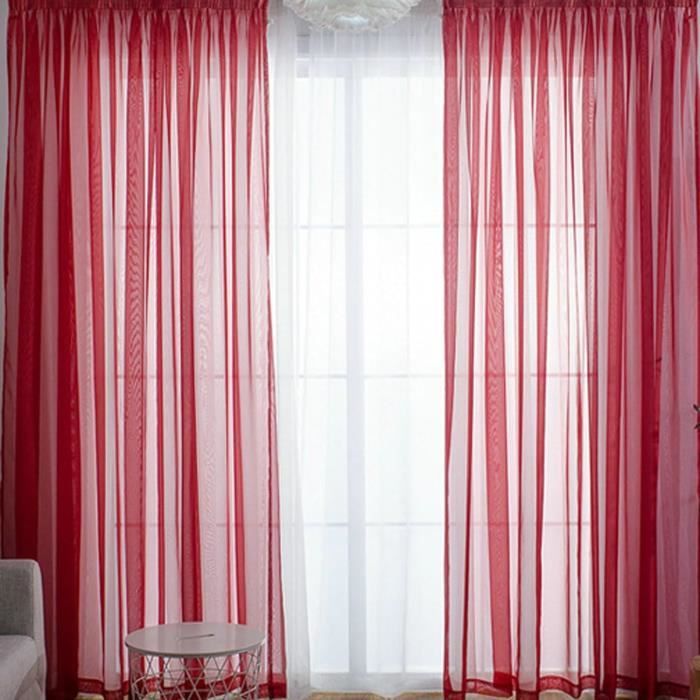 Rideaux Voilages Rouge Foncé Passe TringleRideau Couleur Unie, 2 ...