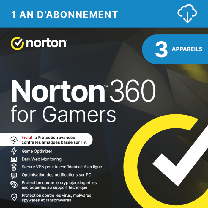 Norton 360 for Gamers pour 3 appareils - Abonnement de 1 an • Code d ...