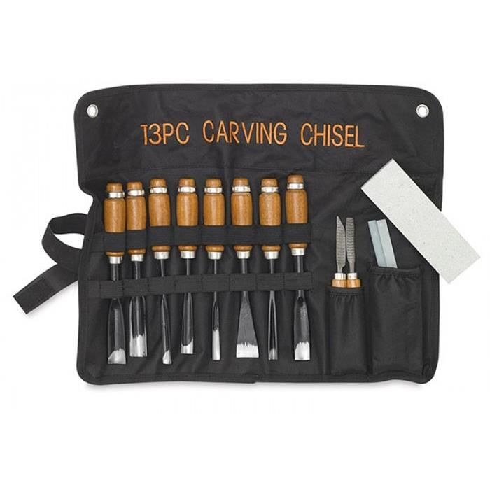Kit de 13 burins gouges ciseaux pour bois de menuiserie - Cdiscount ...