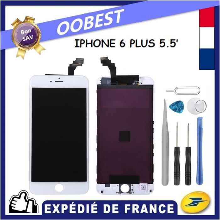ECRAN IPHONE 6 PLUS LCD BLANC 5.5 + VITRE TACTILE CHASSIS (Envoie sous ...
