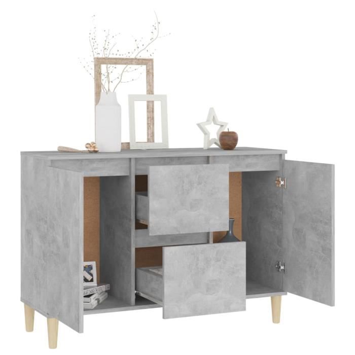 JIM - MEUBLE ENFILADE - Buffet Gris béton 103,5x35x70 cm Aggloméré(1073 ...