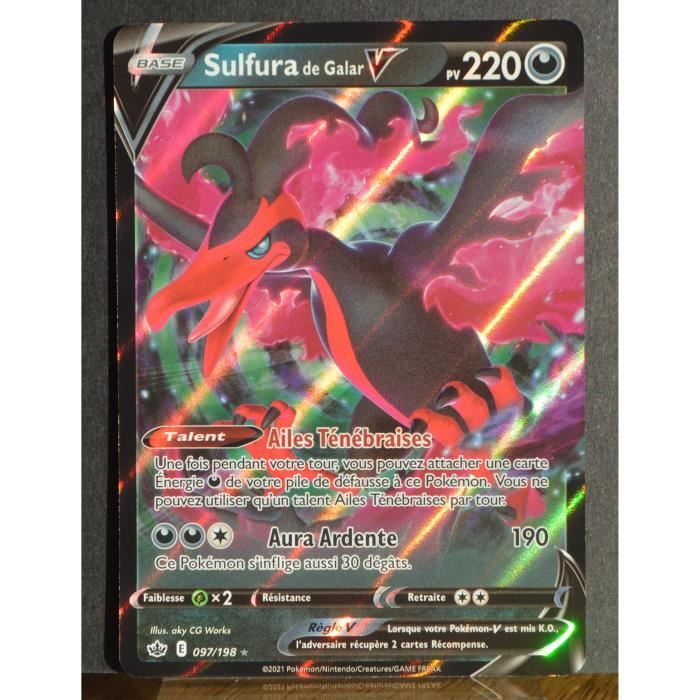 Carte Pokémon Sulfura de Galar V 220 PV 097-198 EB06 - Règne de Glace ...