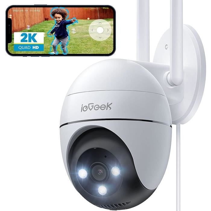 2K Camera Surveillance Wifi Exterieure, 360° Camera Ip, Vision Nocturne Couleur, Détection ...