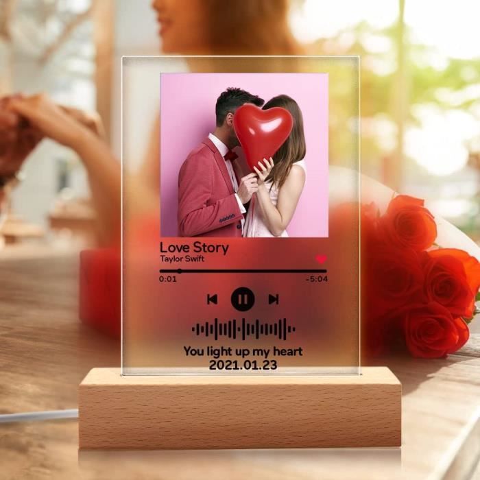 VEELU Plaque Spotify Personnalisée Veilleuse, Album Photo Scannable ...