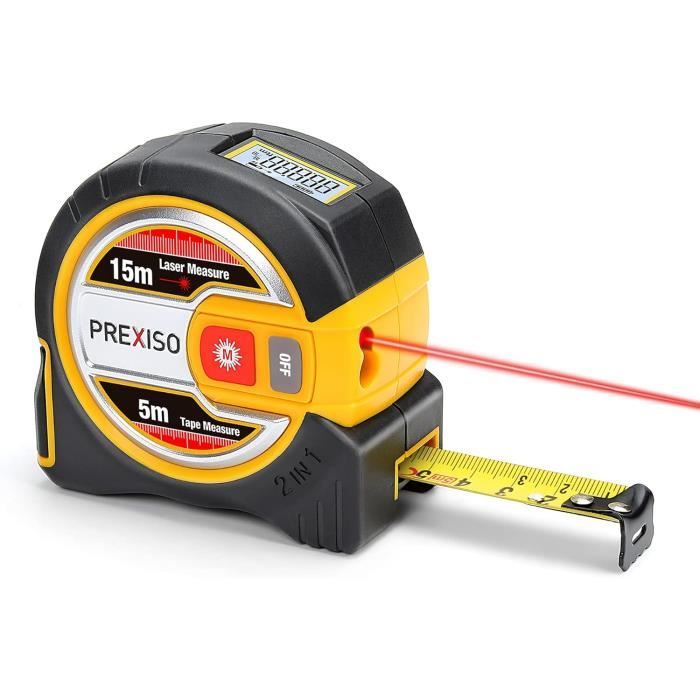 Télémètre Laser 2 En 1, Mètre Ruban Laser Avec Rétroéclairage Lcd ...