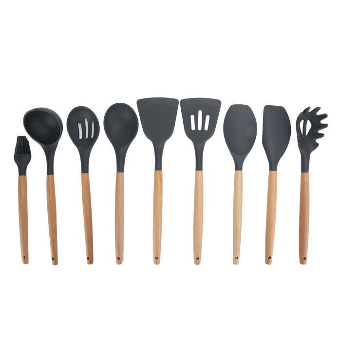 YOSOO Kitchen Utensil Set, Non‑Stick Cookware Set 9Pcs Silicone Cooking Utensils, for Baking ...