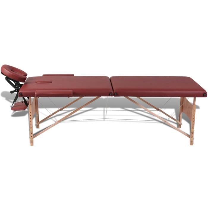 Table pliable de massage 2 zones avec cadre en bois Rouge - Cdiscount Santé - Mieux vivre