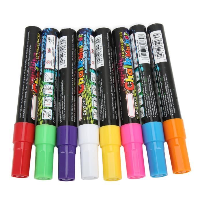 Zerone Marqueurs à craie liquide 8 pièces marqueurs de craie 8 couleurs couleurs vives ...