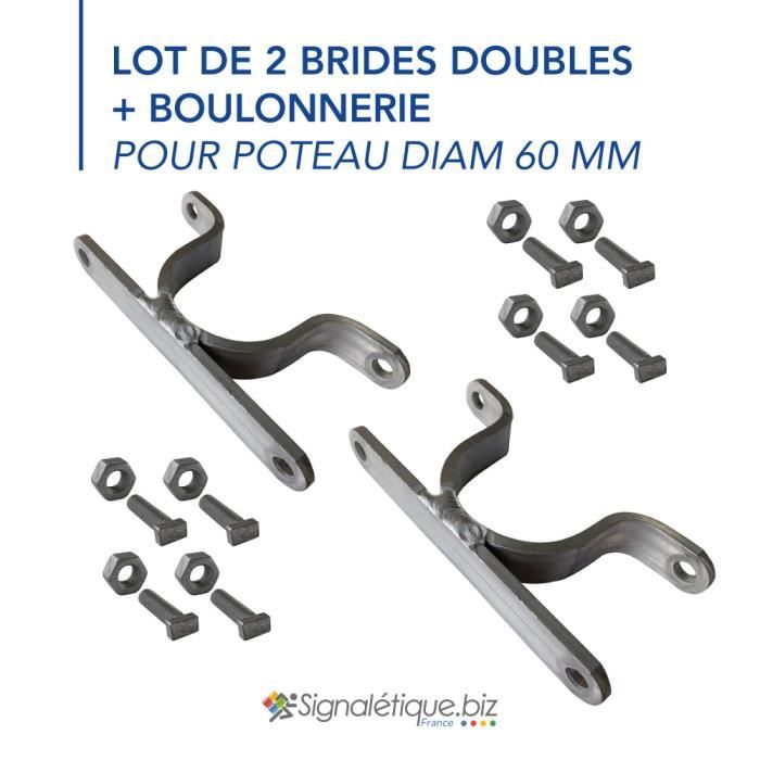 Bride de fixation pour poteau Bride simple ou double avec boulonnerie ...