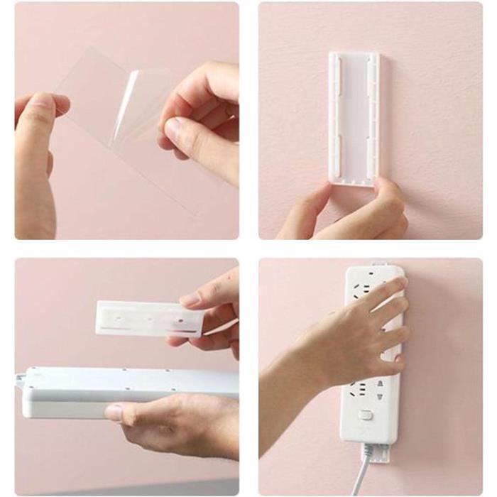 8 Prises Autocollantes - Support Mural Sans Perforation - Fixateur ...
