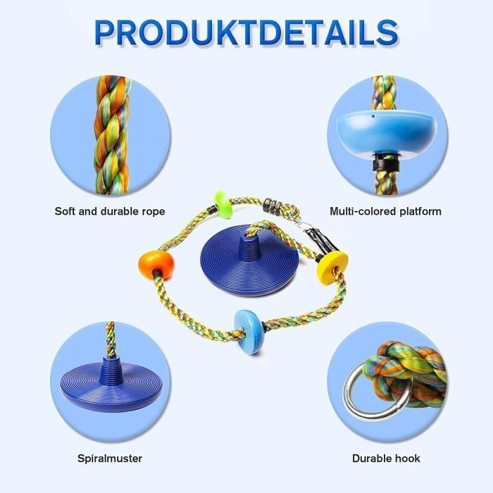 Balançoire en Corde d'escalade pour Enfants - Bleu - Plateforme et ...