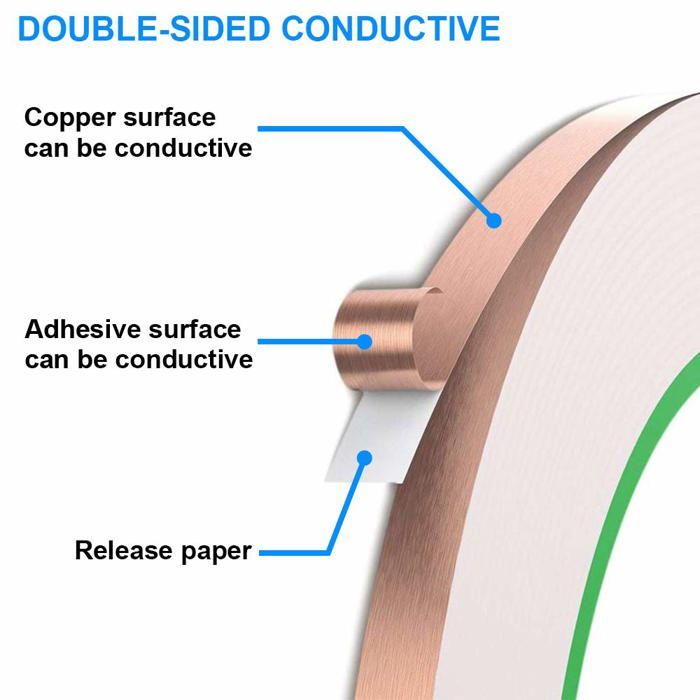 Ruban Conducteur Double Face En Feuille De Cuivre (10 Mm X 30 M) 0,05 ...