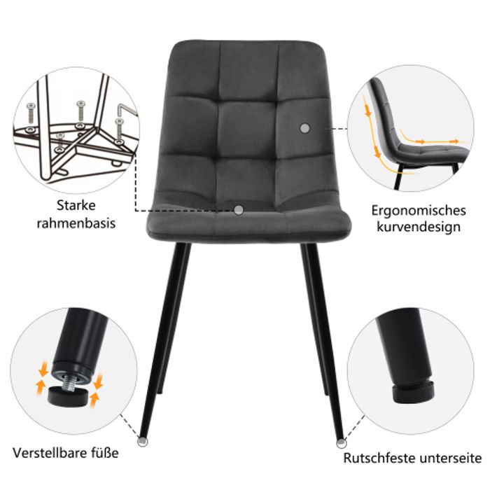 Table de salle à manger - MUVOE - 117 cm - 4 chaises - Rectangulaire ...